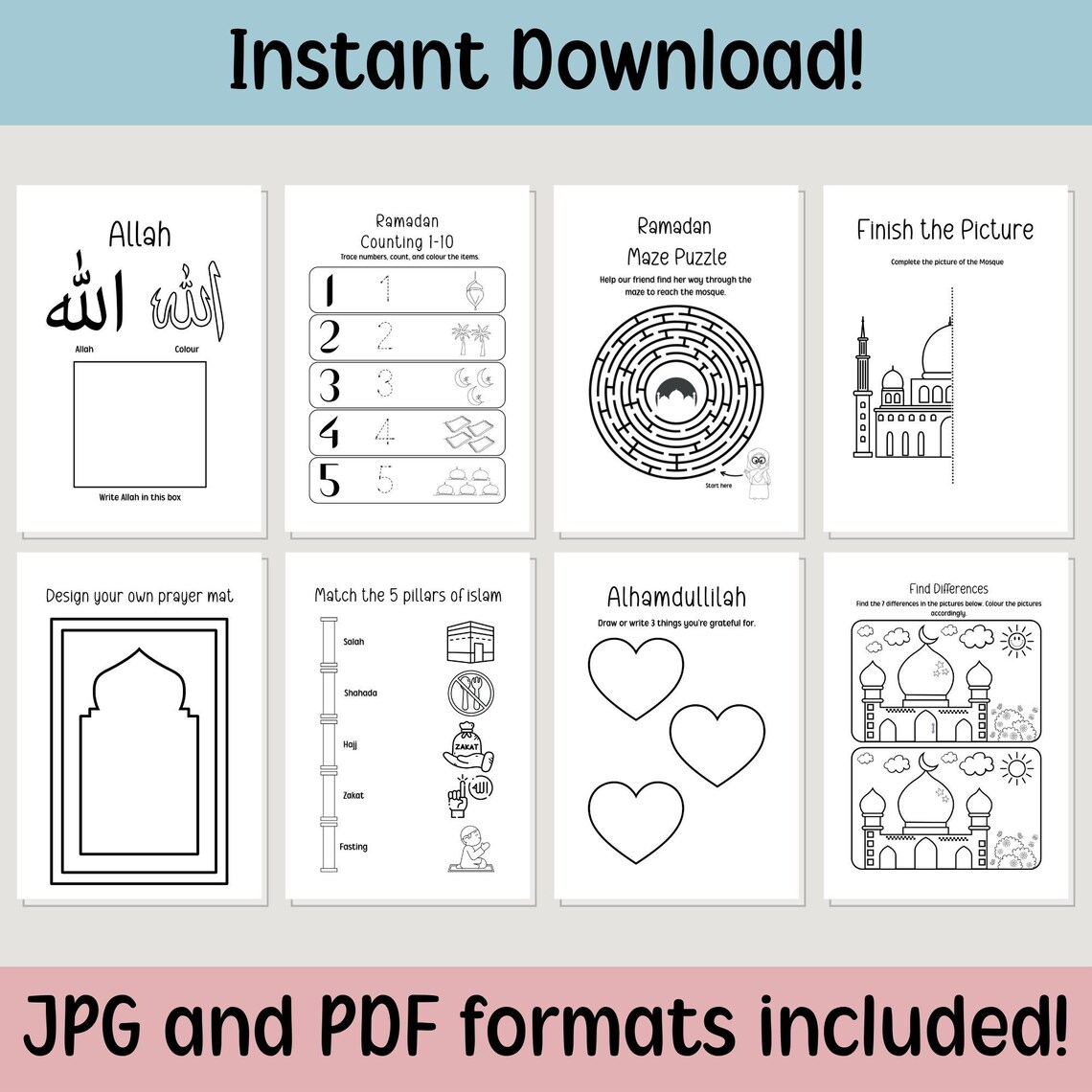 Ramadan Activity Book for Kids Ramadan Games 2025 Printable Islamic ...