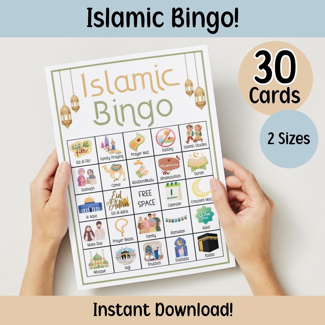 Islamic Bingo Cards Printable Homeschool Islam Activity Kids and Adult ...