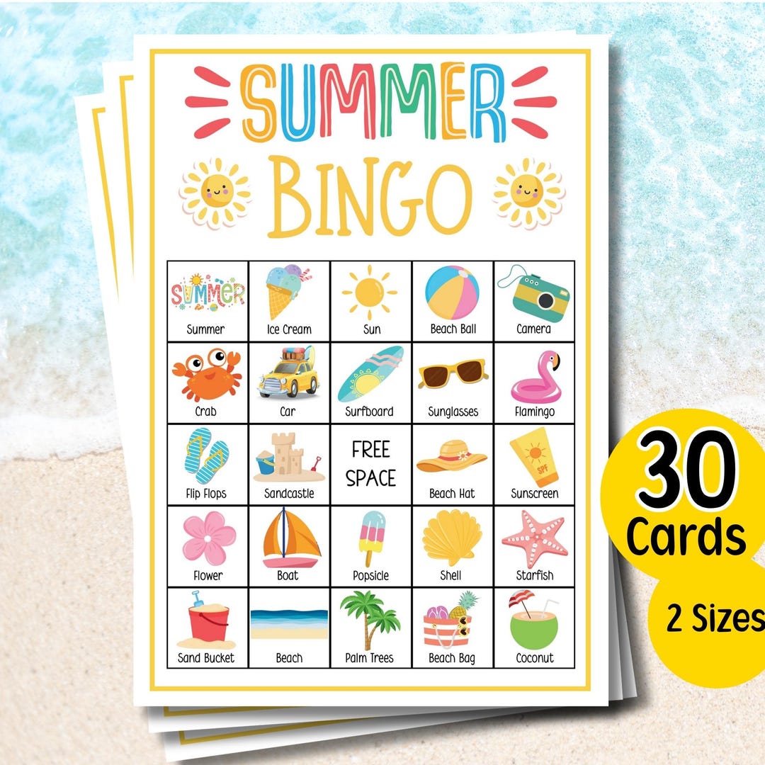 Summer Bingo Cards Printable Summer Activity Kids and Adult Summer ...
