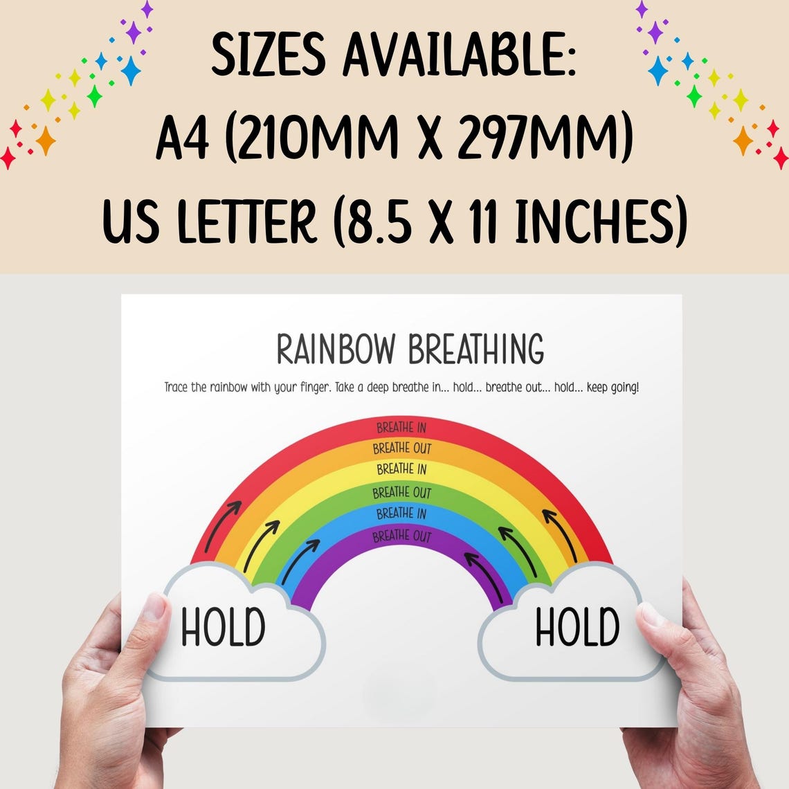 Rainbow Breathing Printable for Kids Calm Down Corner Activity ...
