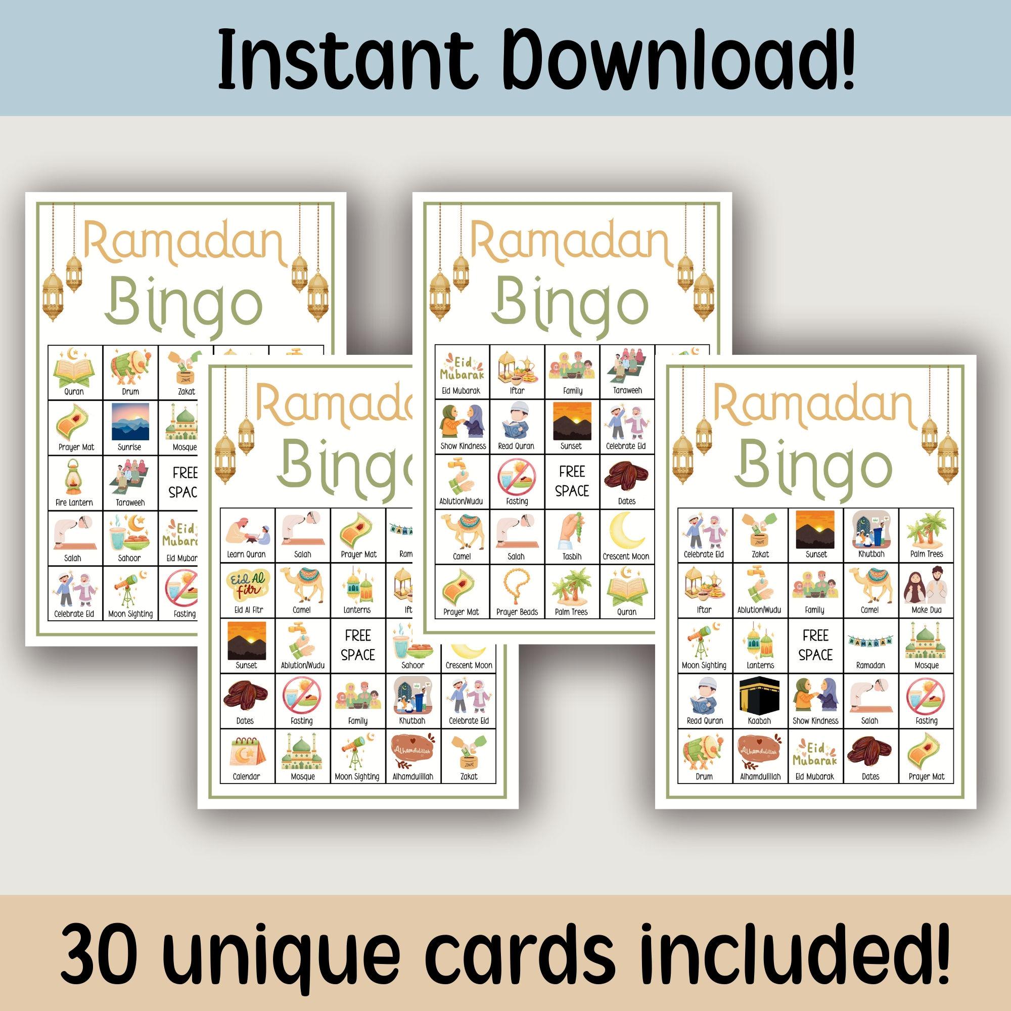 Ramadan Bingo Cards Printable Homeschool Ramadan Activity Kids and ...