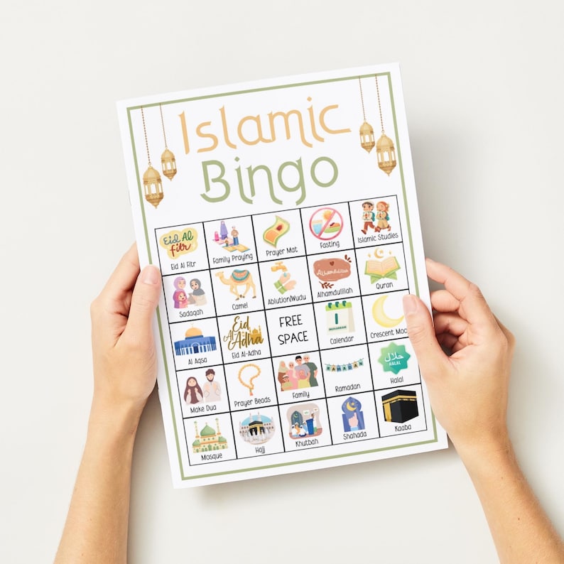 Islamic Bingo Cards Printable Homeschool Islam Activity Kids and Adult ...