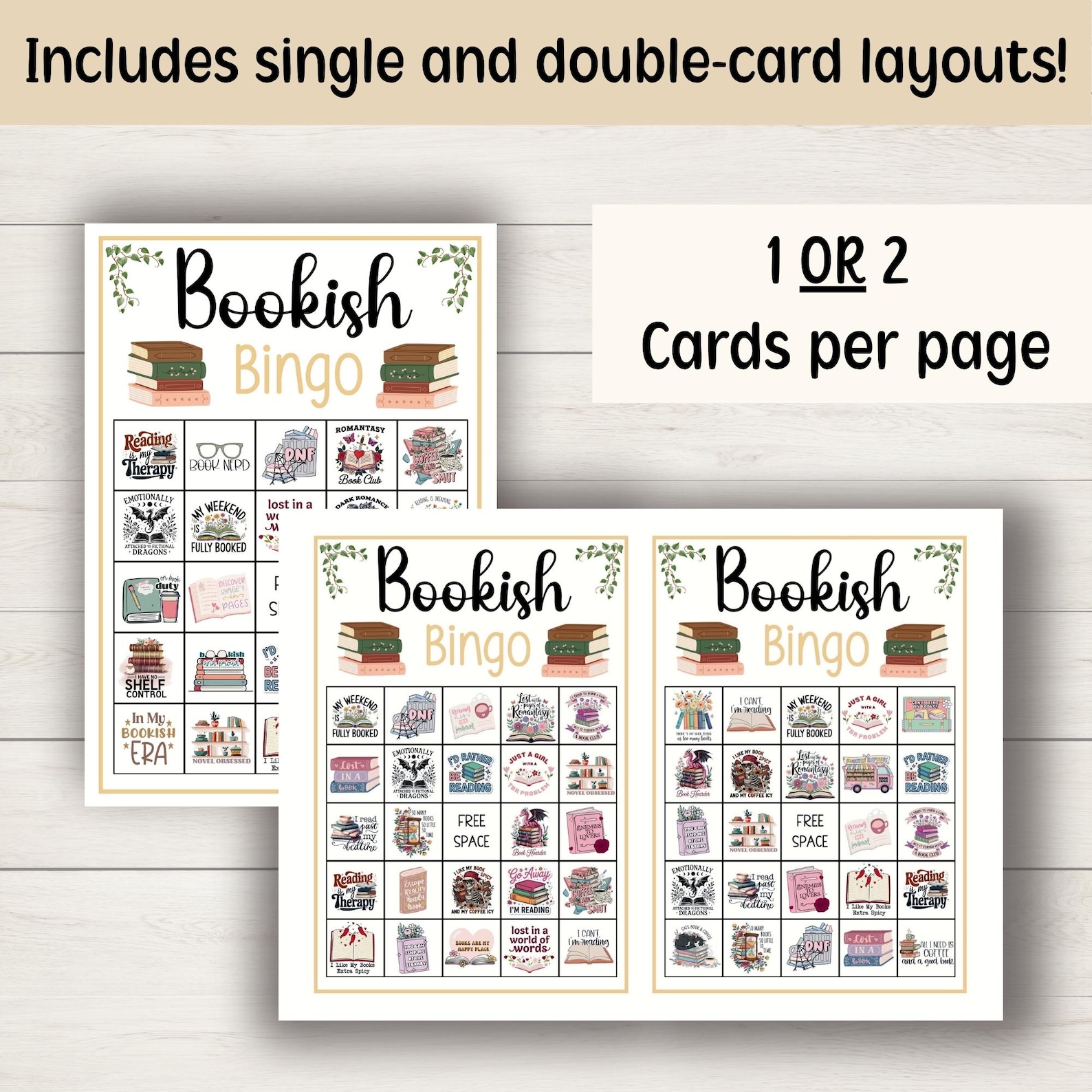 Bookish Bingo Printable Game Booktok Reading Party Bingo Bookish Games ...