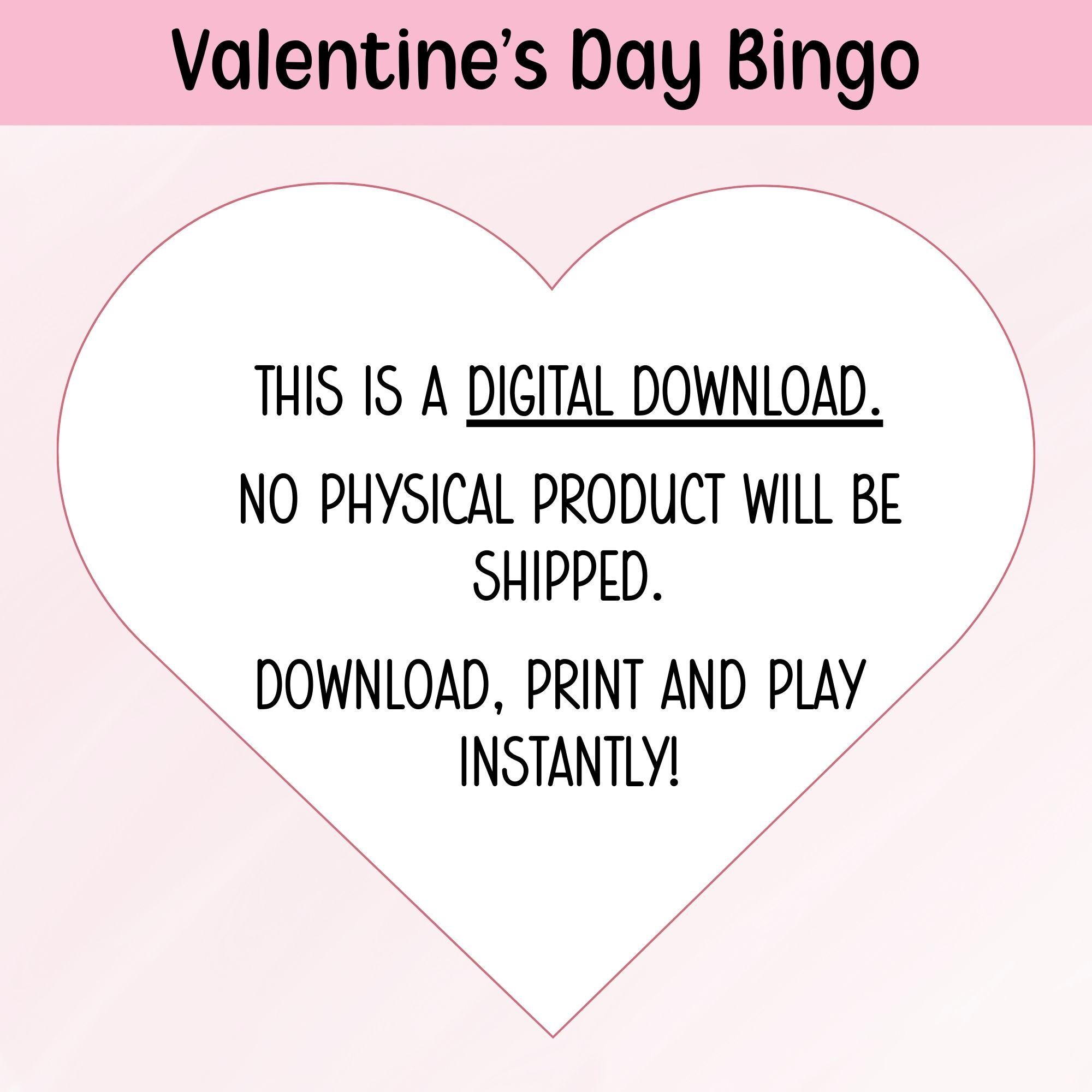 Valentines Day Bingo Cards Printable Classroom Valentines Activity Kids ...
