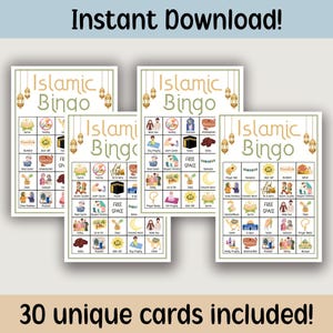 Islamic Bingo Cards Printable Homeschool Islam Activity Kids and Adult ...