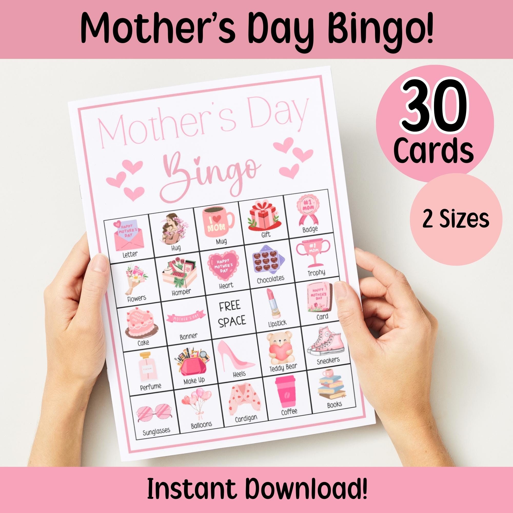 Mothers Day Bingo Cards Printable Mothers Day Activity Kids and Adult ...