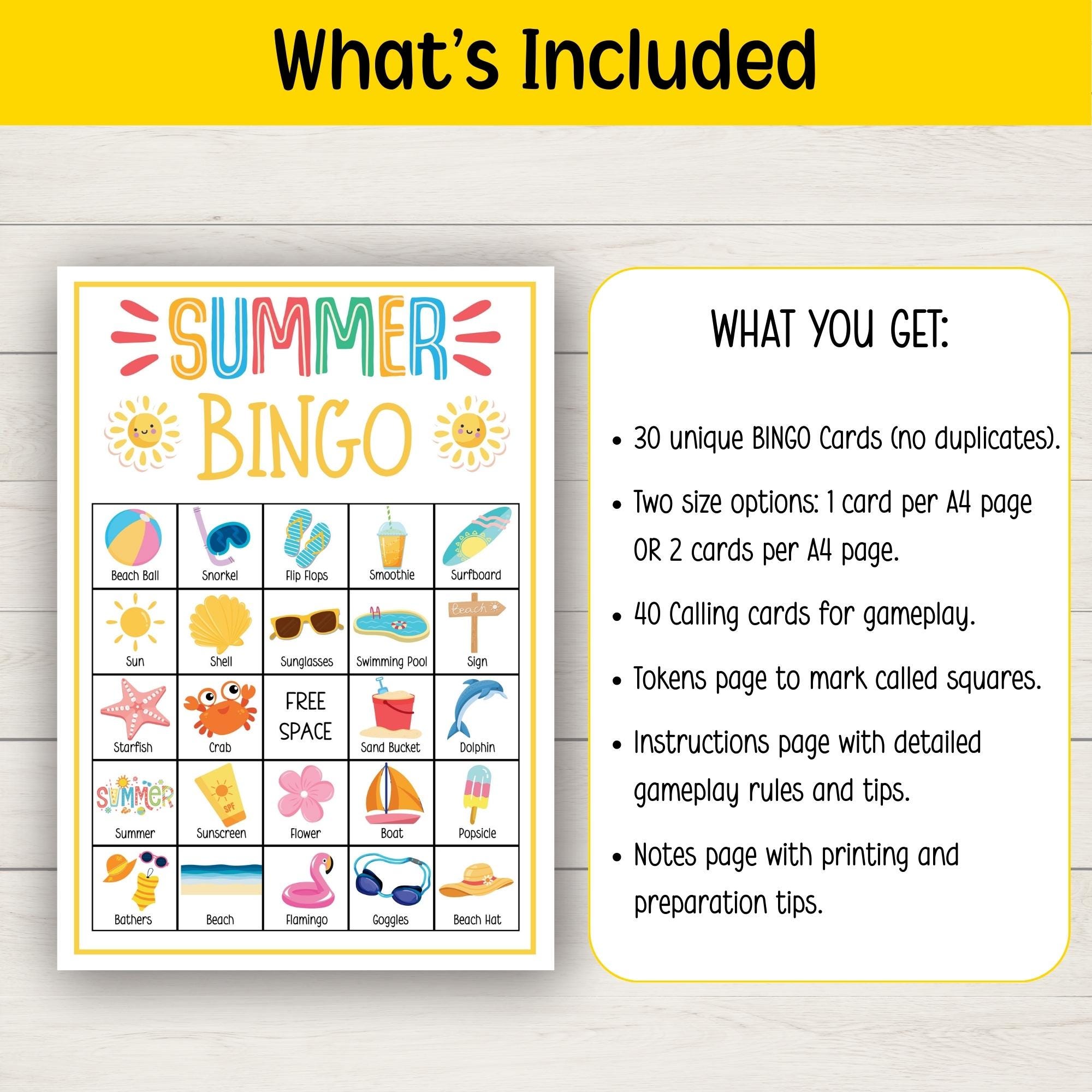 Summer Bingo Cards Printable Summer Activity Kids and Adult Summer ...