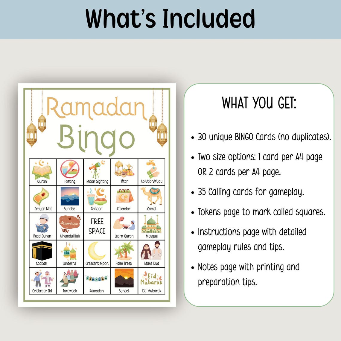 Ramadan Bingo Cards Printable Homeschool Ramadan Activity Kids and ...
