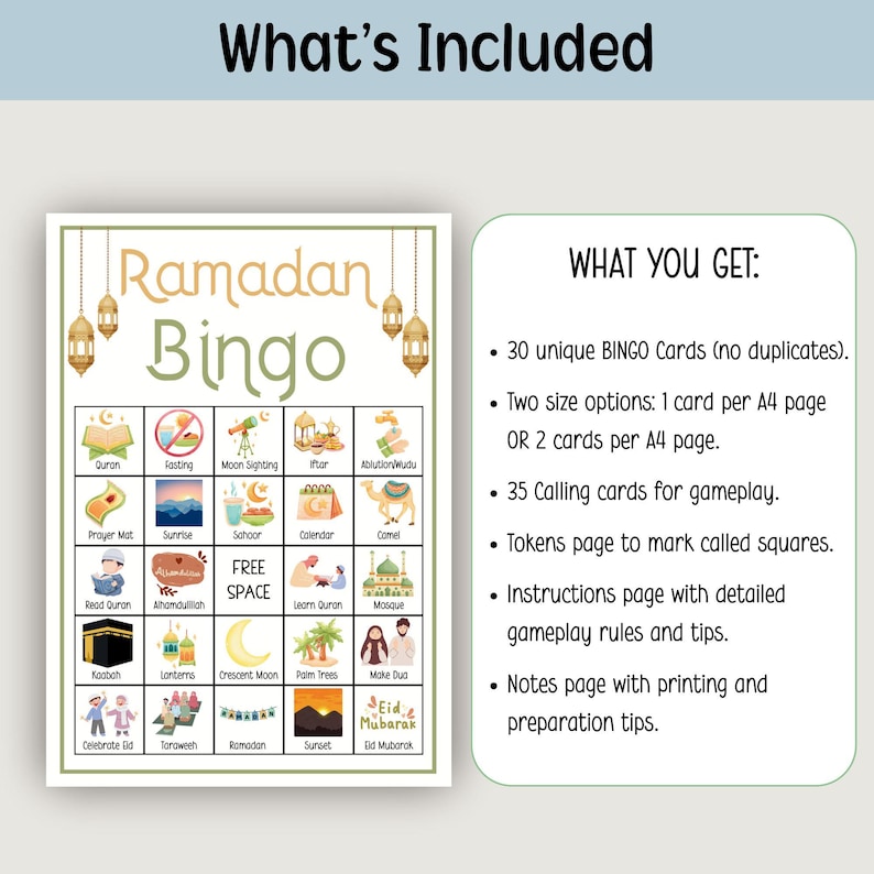 Ramadan Bingo Cards Printable Homeschool Ramadan Activity Kids and ...