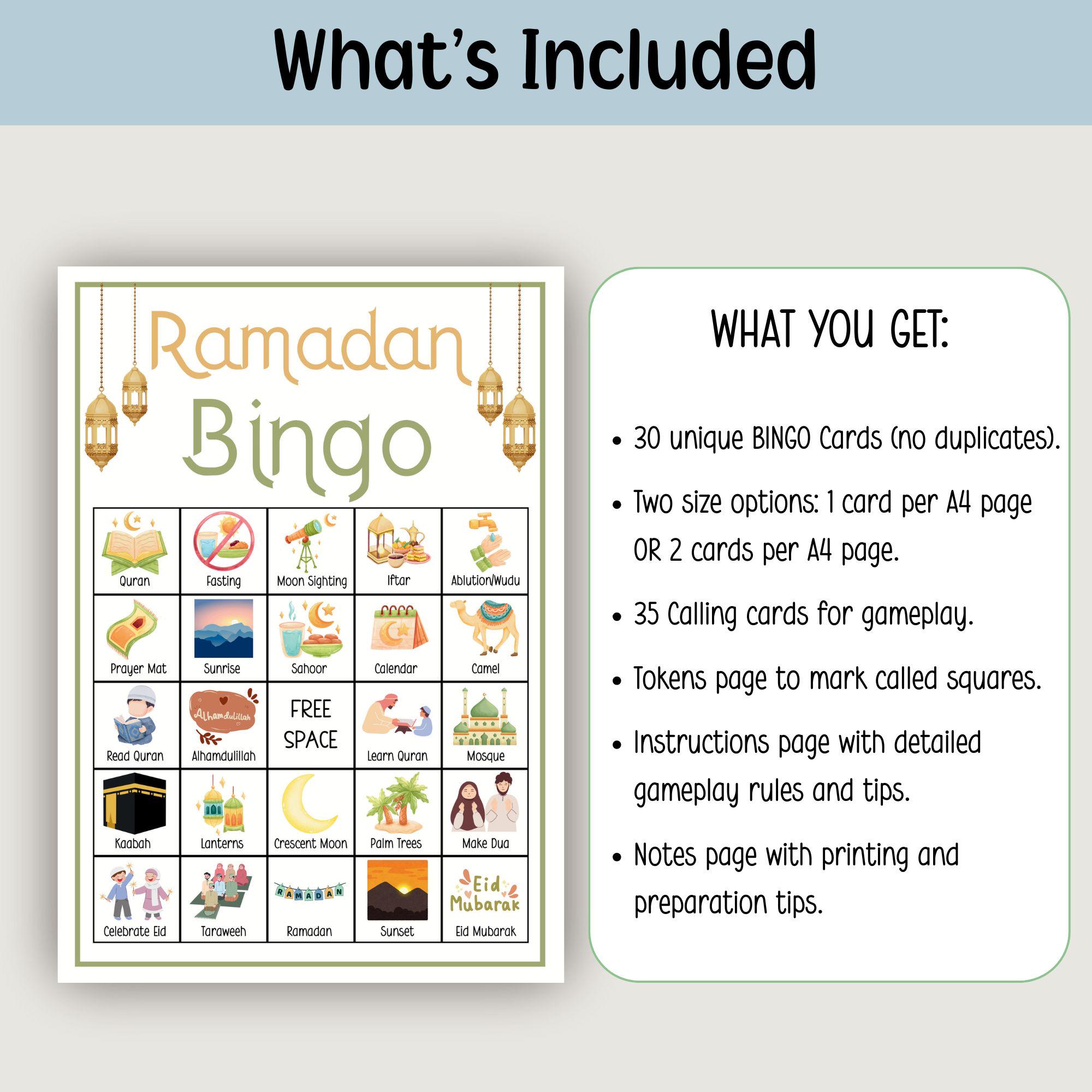 Ramadan Bingo Cards Printable Homeschool Ramadan Activity Kids and ...
