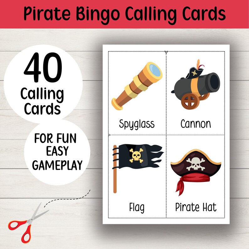 Pirate Bingo Game Printable Pirate Party Games Pirate Theme Bingo ...
