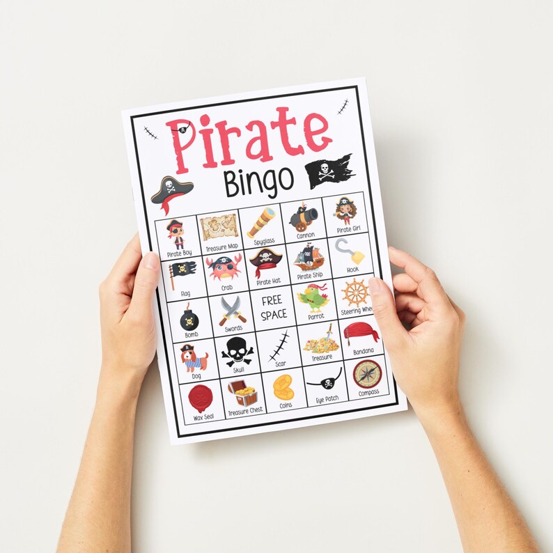 Pirate Bingo Game Printable Pirate Party Games Pirate Theme Bingo ...