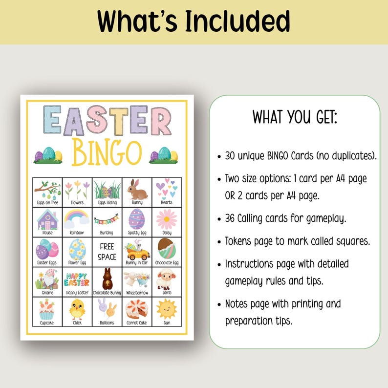 Easter Bingo Printable Homeschool Easter Activity Printable Game Easter ...