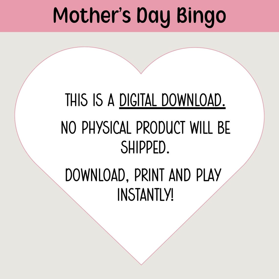 Mothers Day Bingo Cards Printable Mothers Day Activity Kids and Adult ...
