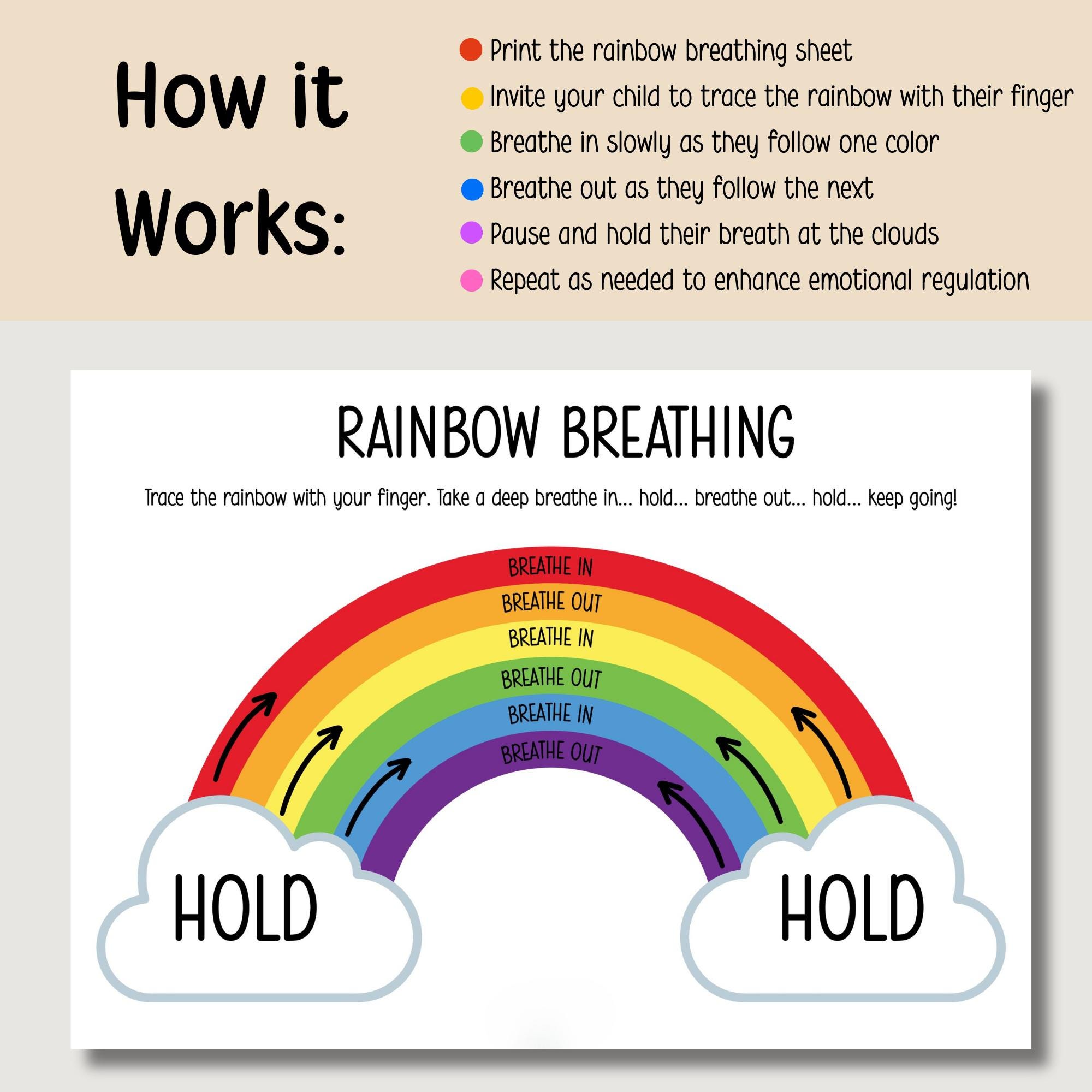 Rainbow Breathing Printable for Kids Calm Down Corner Activity ...