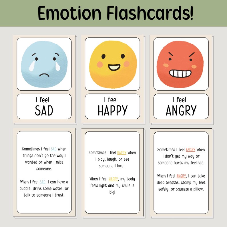 Emotion Flashcards Coping Mechanism Cards Montessori Resources ...