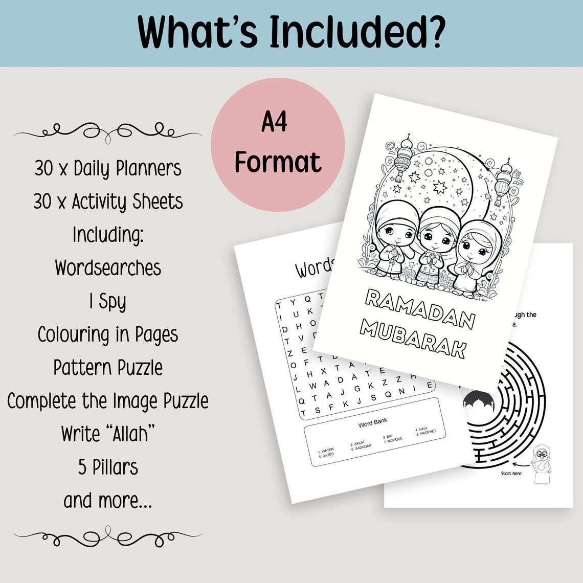 Ramadan Activity Book for Kids Ramadan Games 2025 Printable Islamic ...