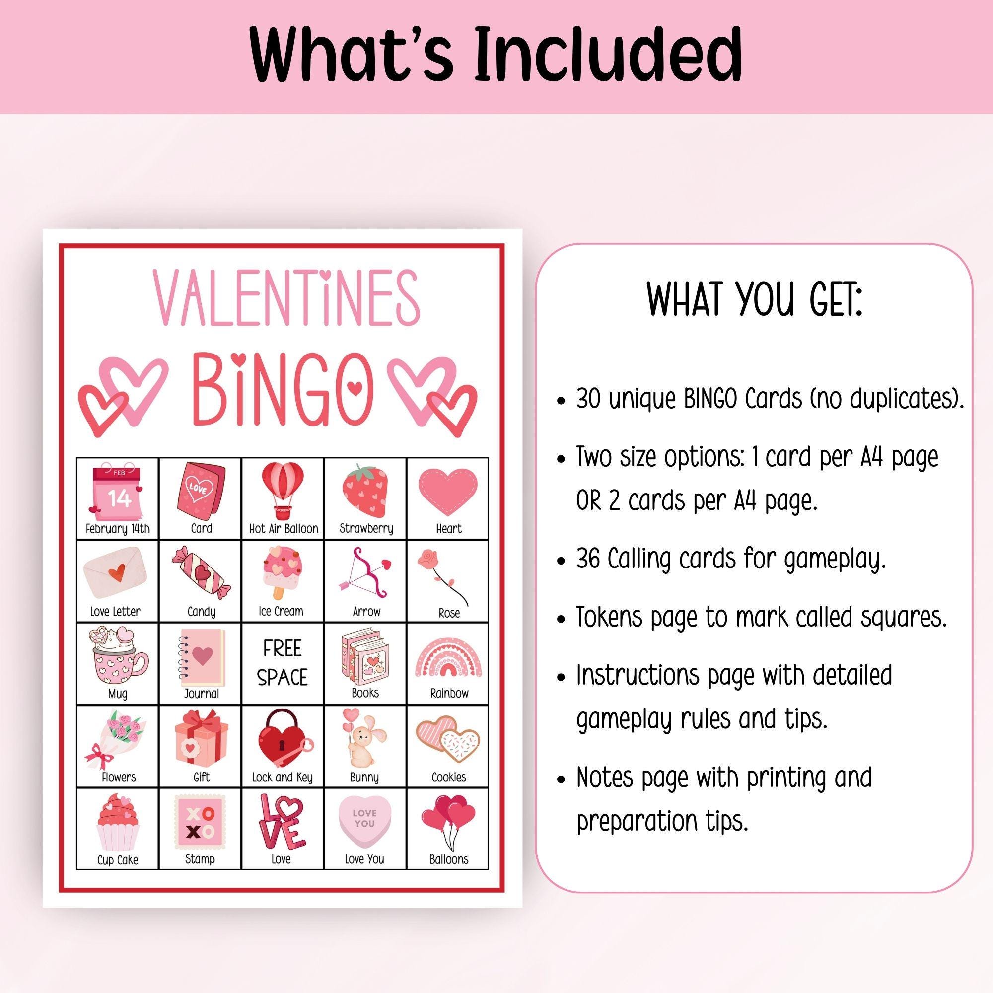 Valentines Day Bingo Cards Printable Classroom Valentines Activity Kids ...