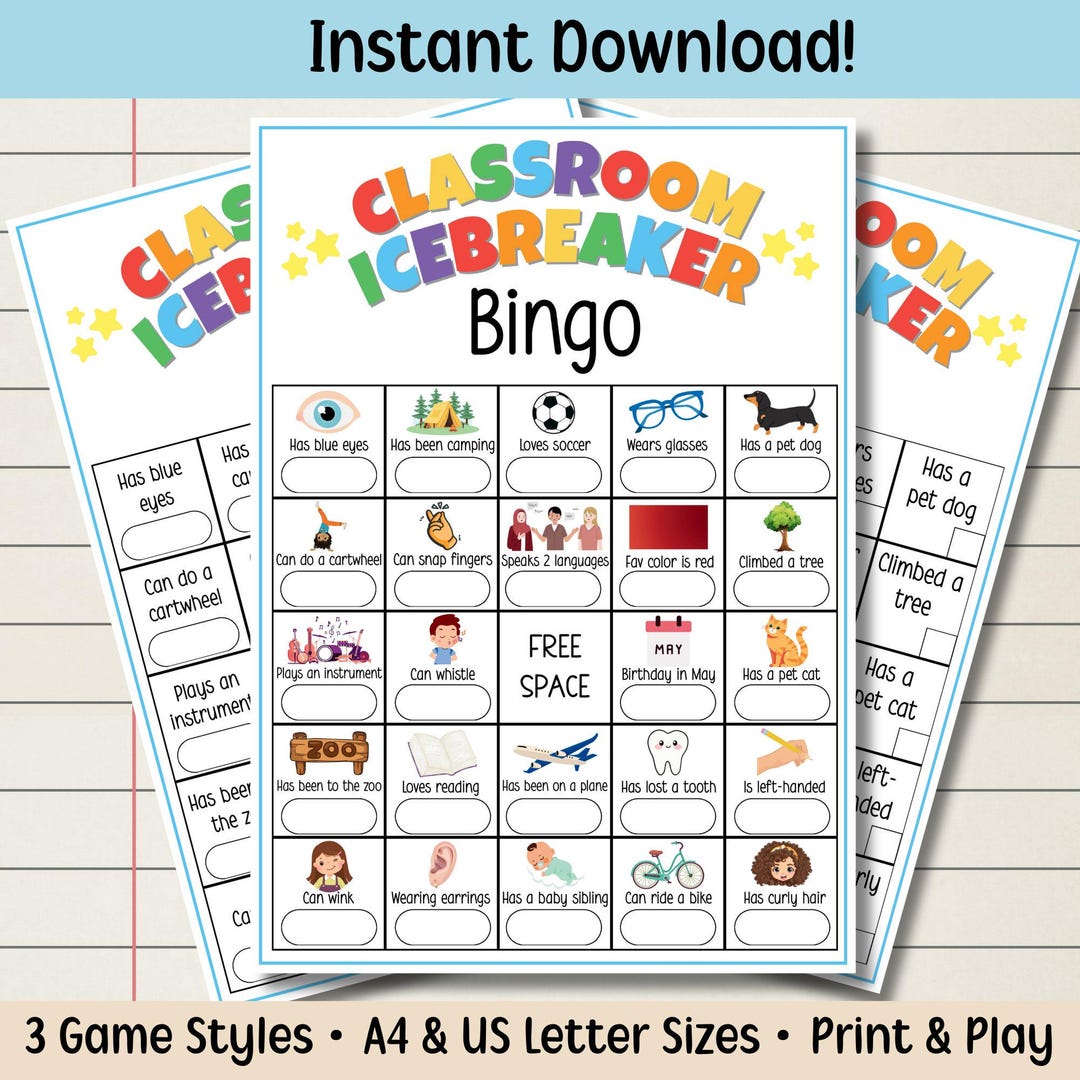 Classroom Icebreaker Game Get to Know You Bingo Find Someone Who Bingo ...