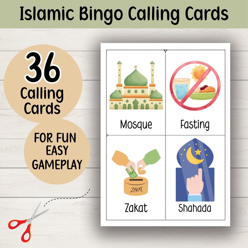 Islamic Bingo Cards Printable Homeschool Islam Activity Kids and Adult ...