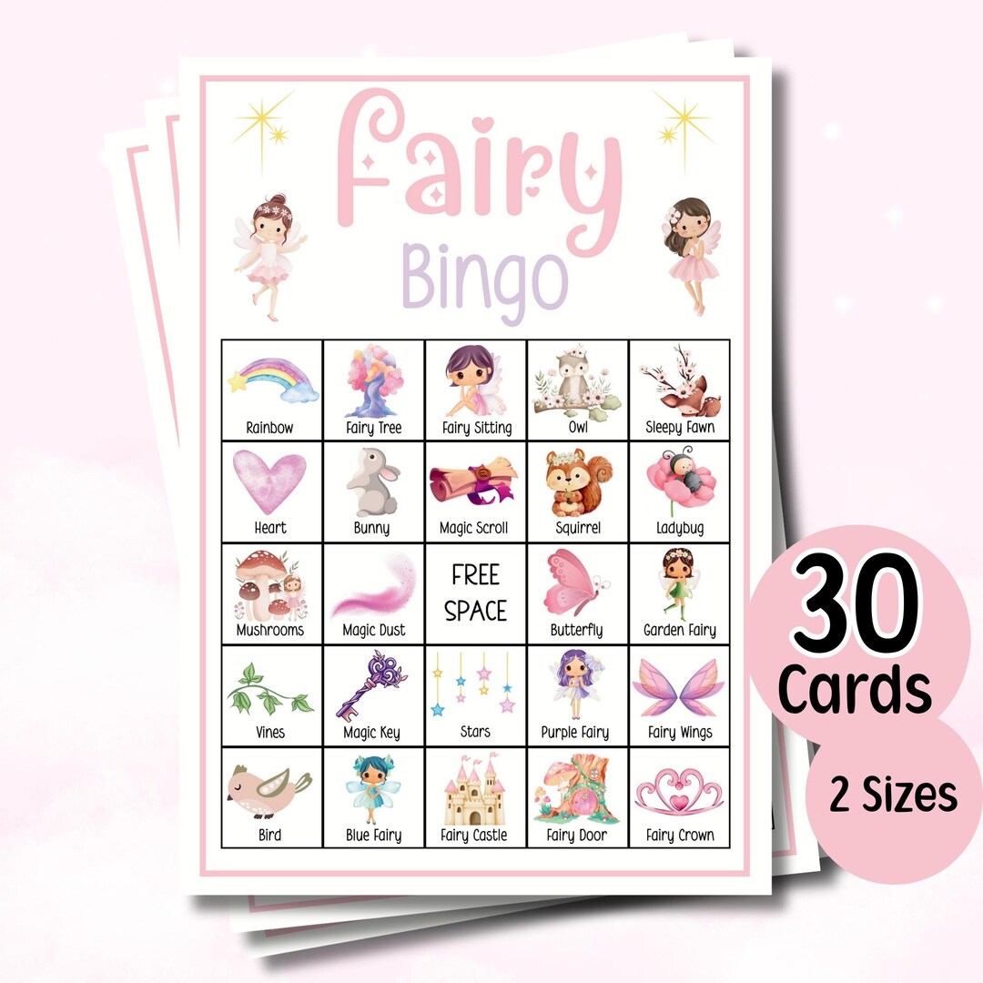 Fairy Bingo Cards Fairy Party Games Fairy Themed Party Game Classroom ...