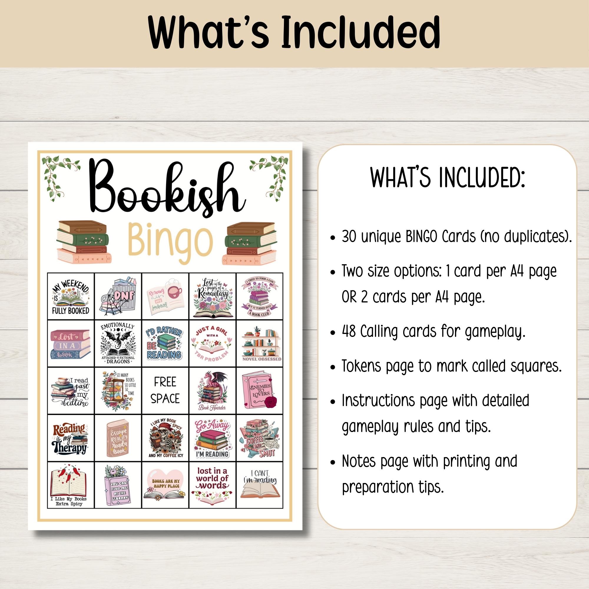 Bookish Bingo Printable Game Booktok Reading Party Bingo Bookish Games ...