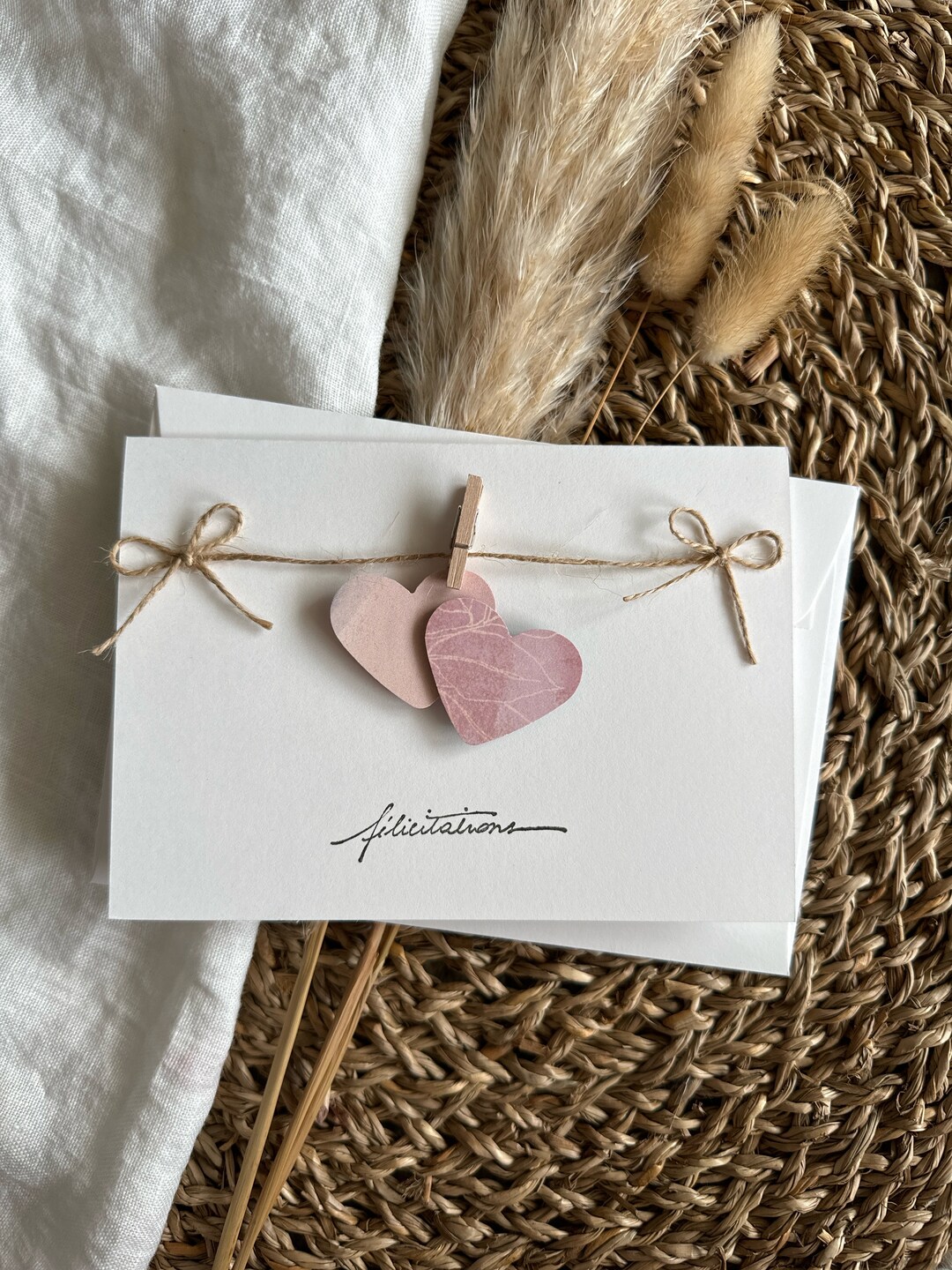 Congratulations Card Wedding Hearts Love Big Day Double Card With ...