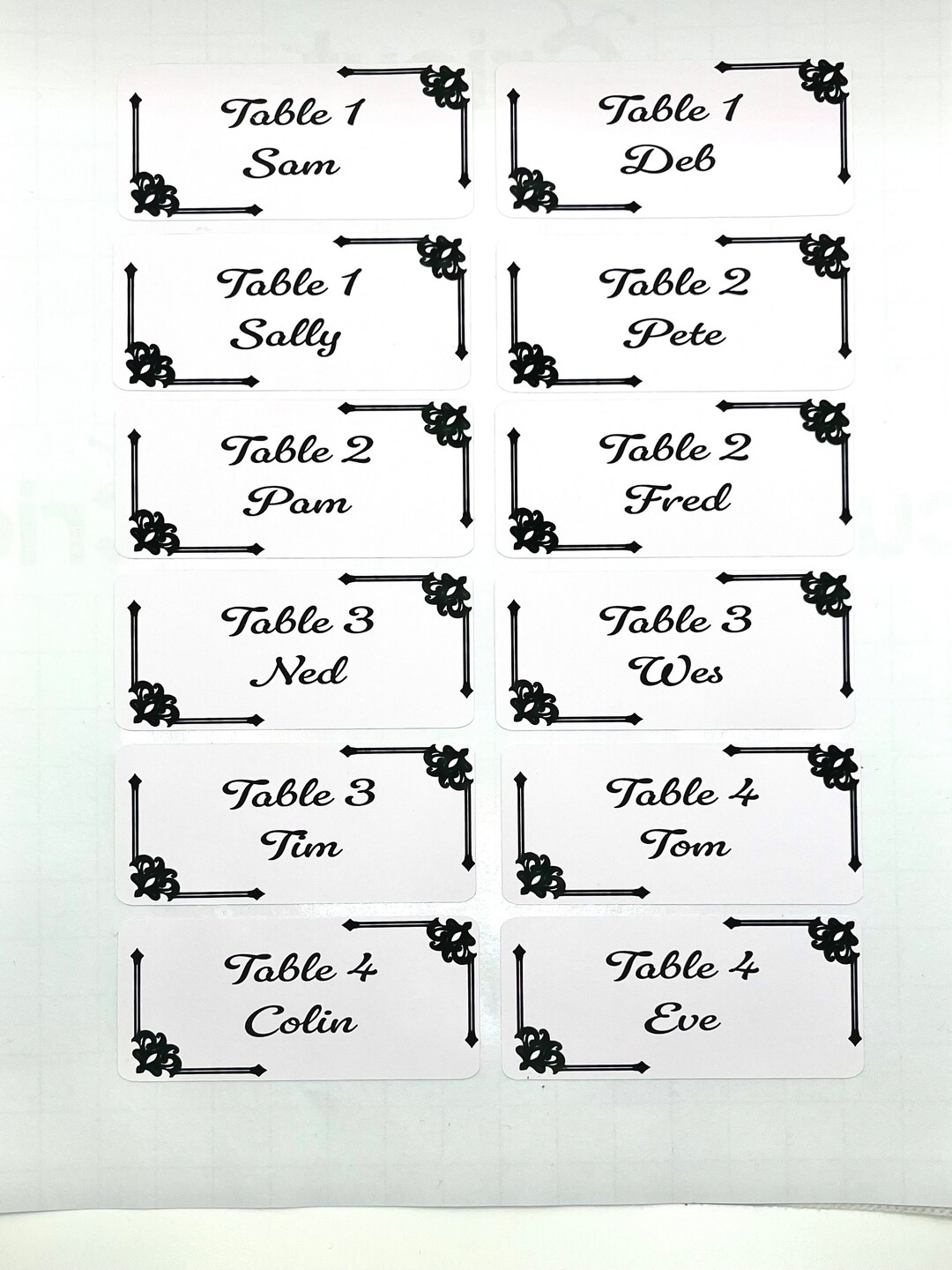 Personalised Table Stickers With Corner Decal. Ideal for Weddings and ...