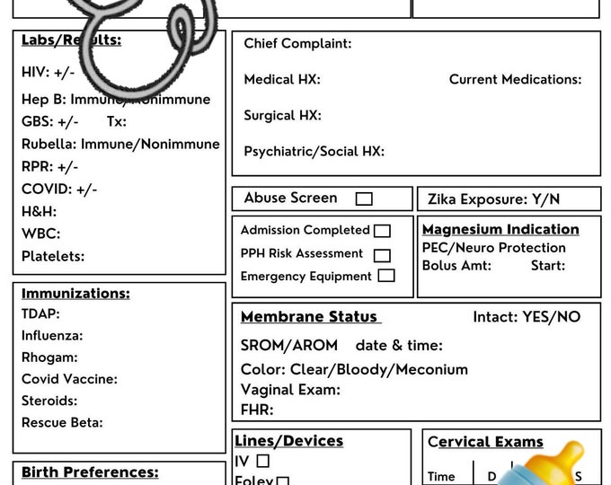 Labor and Delivery Report Sheet - Etsy