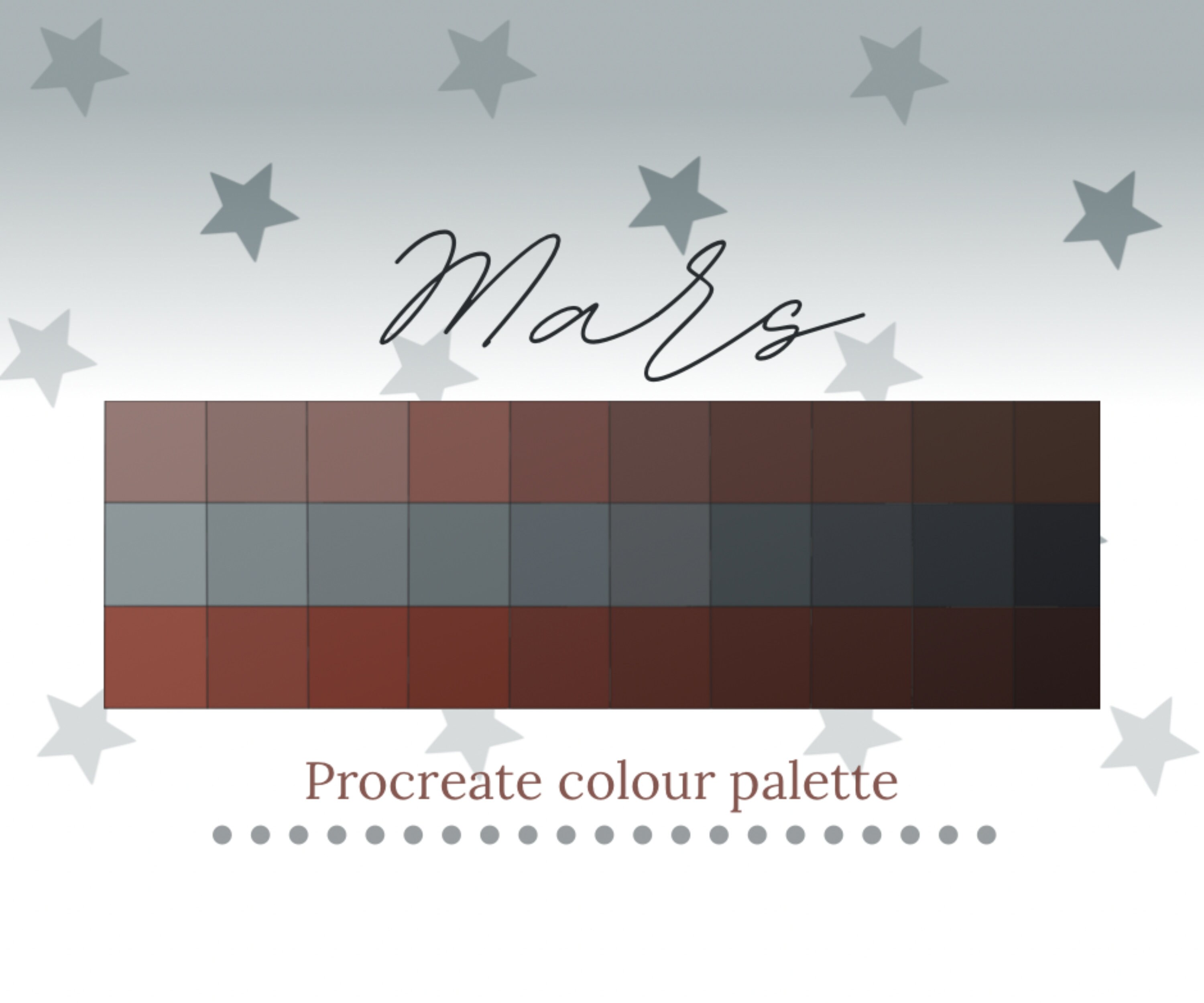 Mars by Oleander Procreate Color Palette Procreate Swatches Red, Grey ...
