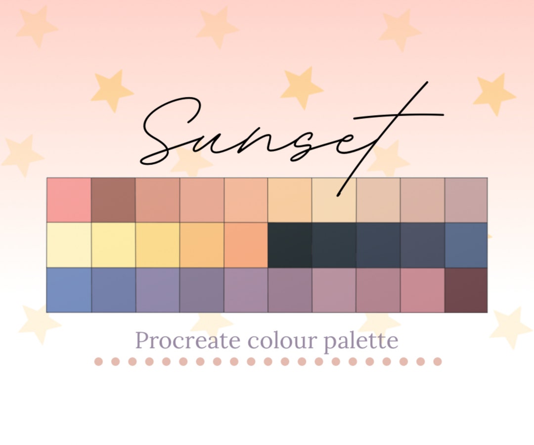 Sunset by Oleander Procreate Color Palette Procreate Swathes Boho ...