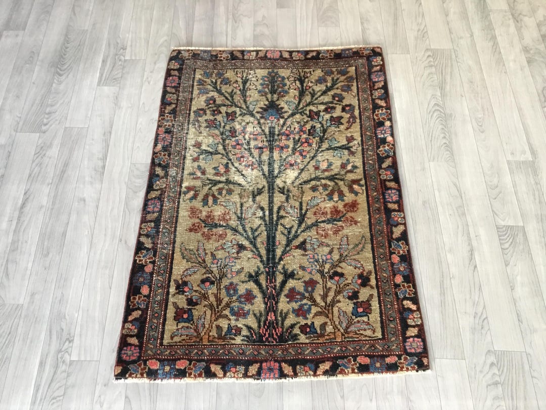2x4 Small Area Rug, Persian Old Rug, Oriental Rug, Handmade Wool Rug ...