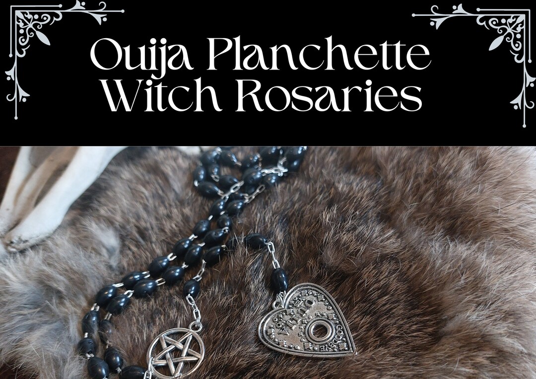 Witch Rosary Necklace – Ouija Planchette, Pentagram, Gothic Pagan ...