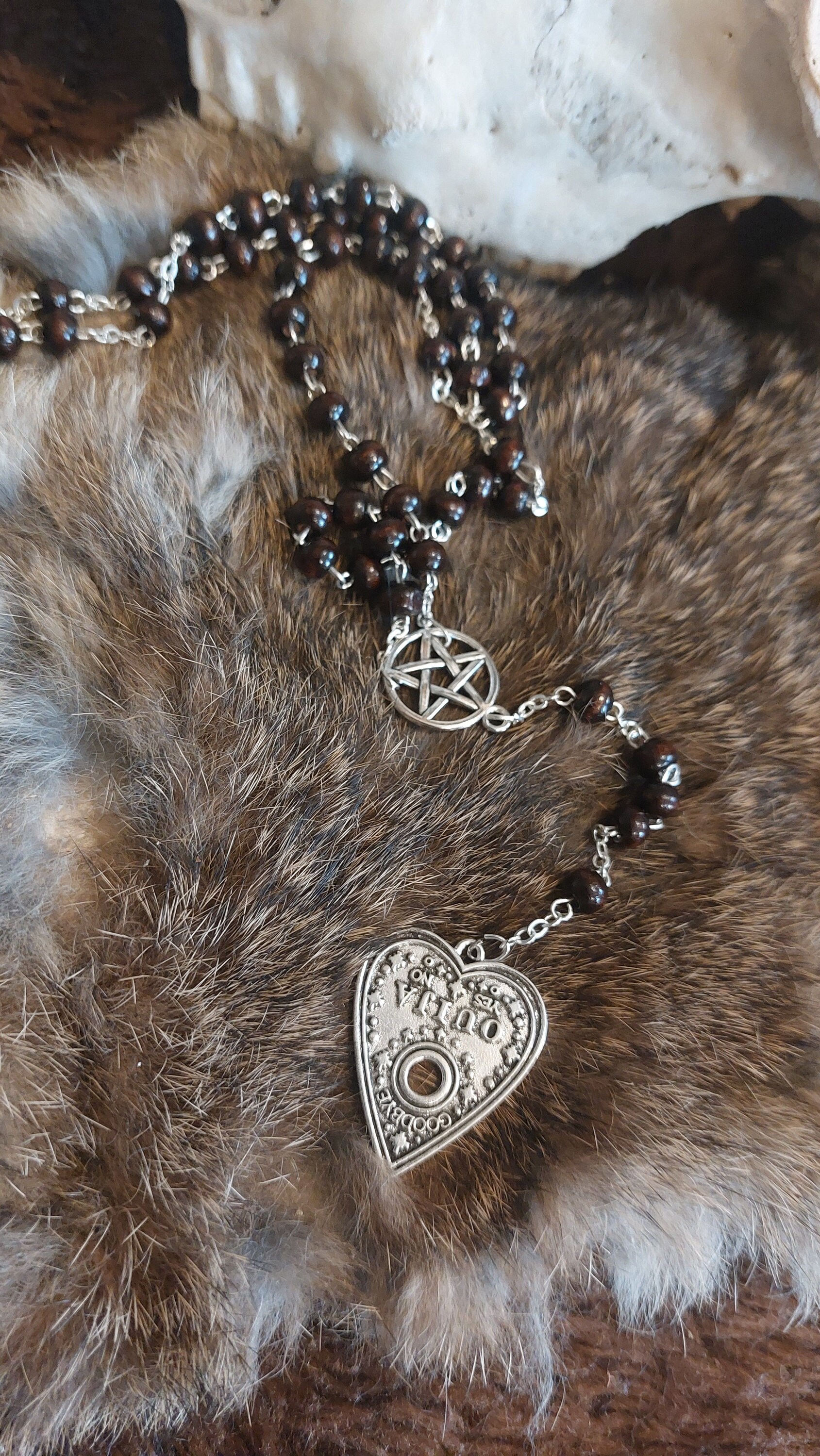 Witch Rosary Necklace – Ouija Planchette, Pentagram, Gothic Pagan ...