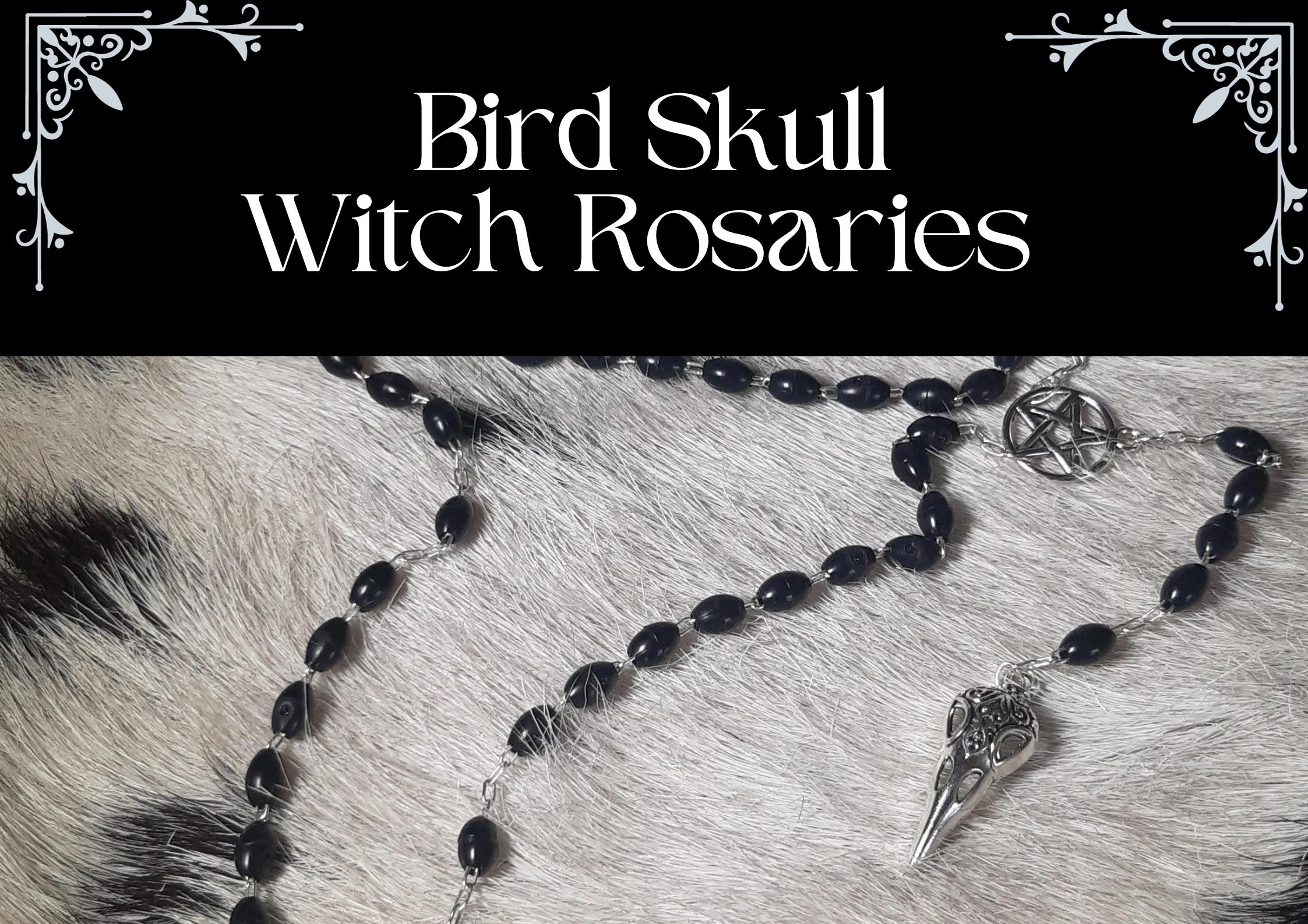 Bird Skull Witch Rosary - Pentagram, Pagan Goth Necklace - Etsy UK