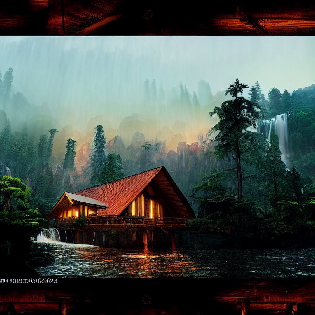 Log Cabin Digital Art, Country, Cabin, Landscape, Mountain Cabin, Old ...