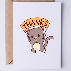 Thank You Card Thank You Cute Cat Card Cat Card Appreciation Card Cat ...