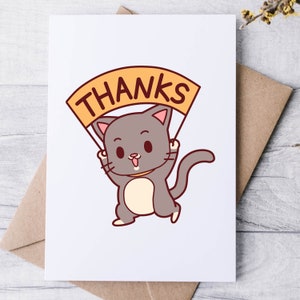 Thank You Card Thank You Cute Cat Card Cat Card Appreciation Card Cat ...