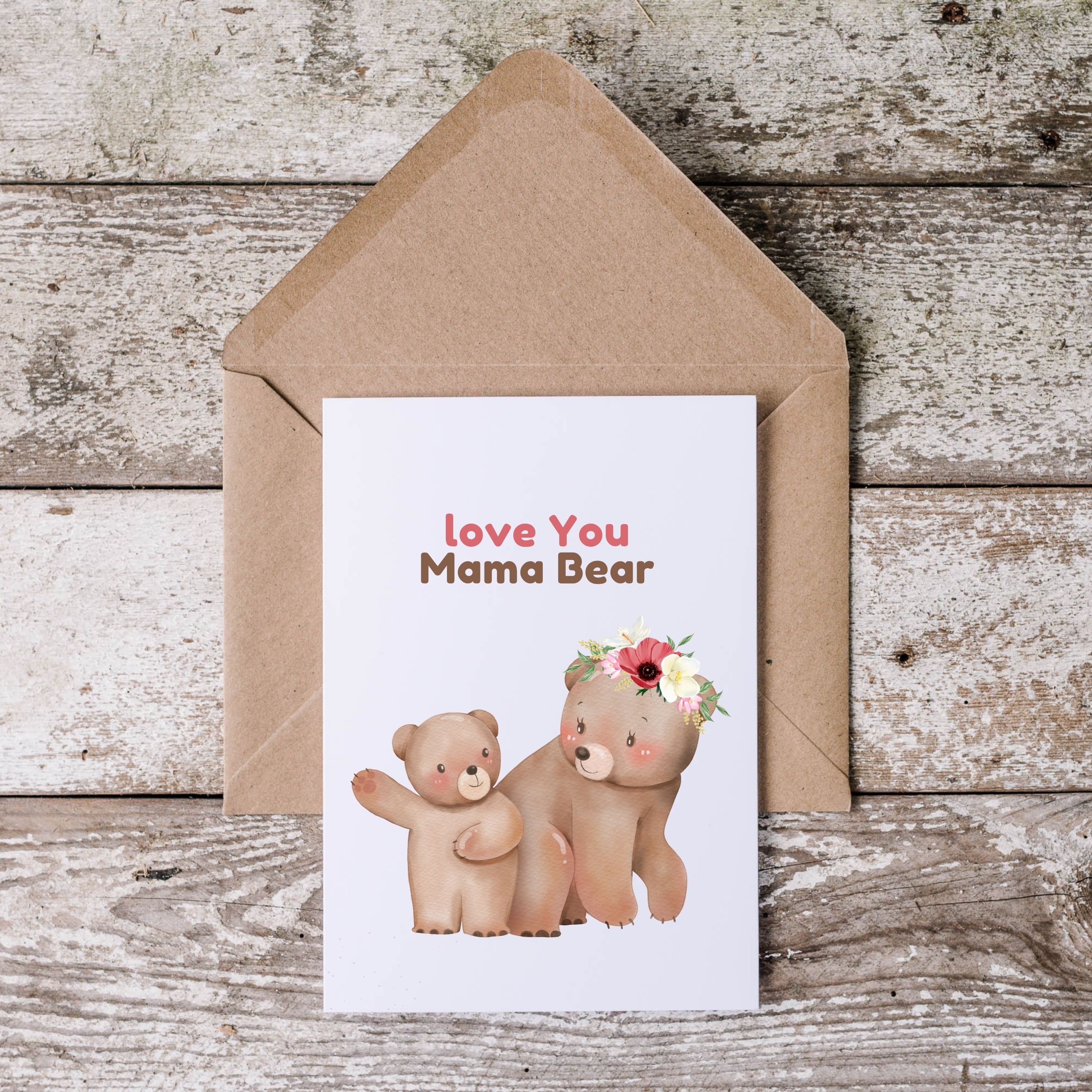 Love You Mama Bear Mother's Day Card Mothering Sunday Cute Mother's Day ...