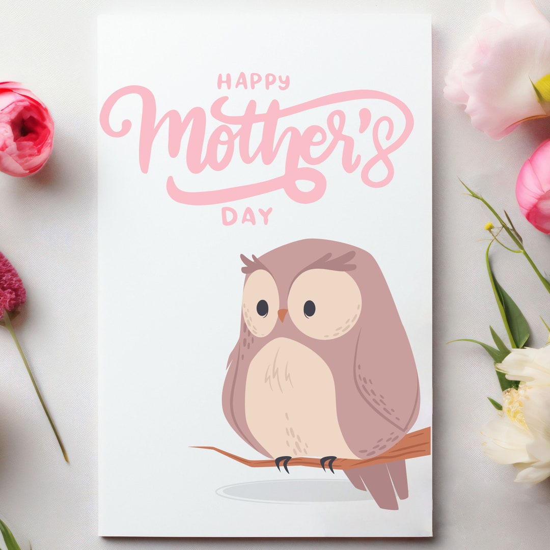 Happy Mothers Day | Card With Owl | Cute Owl Card | Mothering Sunday ...