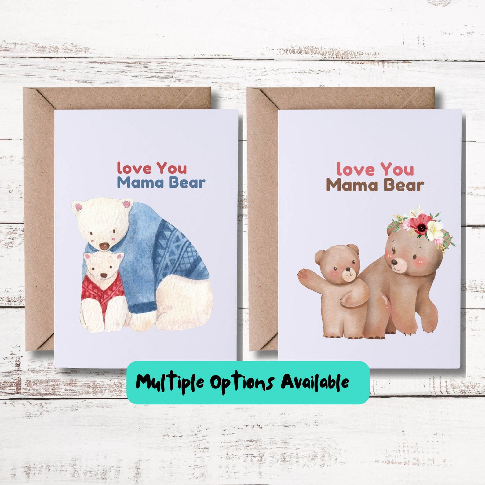 Love You Mama Bear Mother's Day Card Mothering Sunday Cute Mother's Day ...