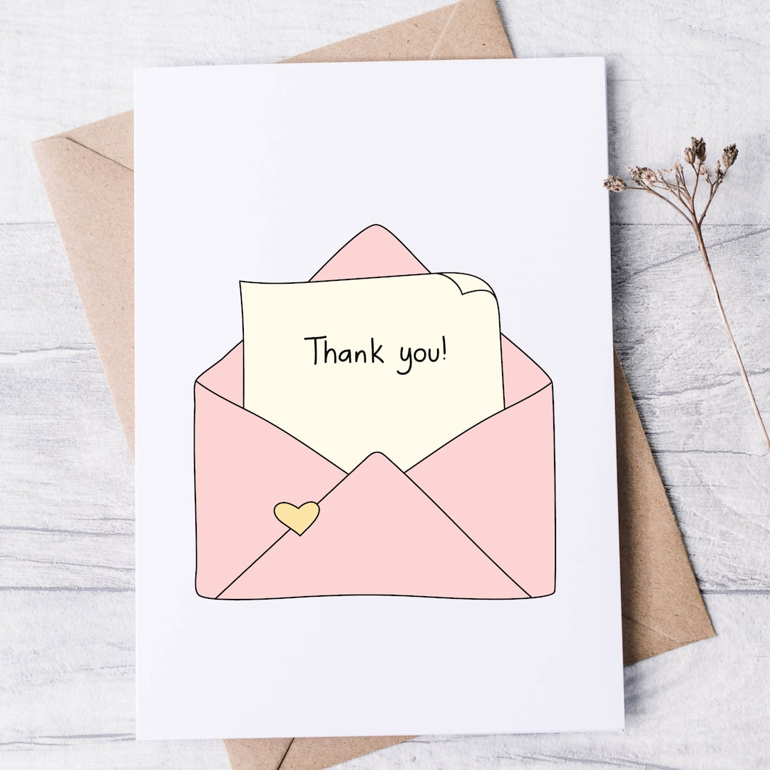 Cute 'thank You' Note Card Cute Thank You Card Cards for Him Thank You ...