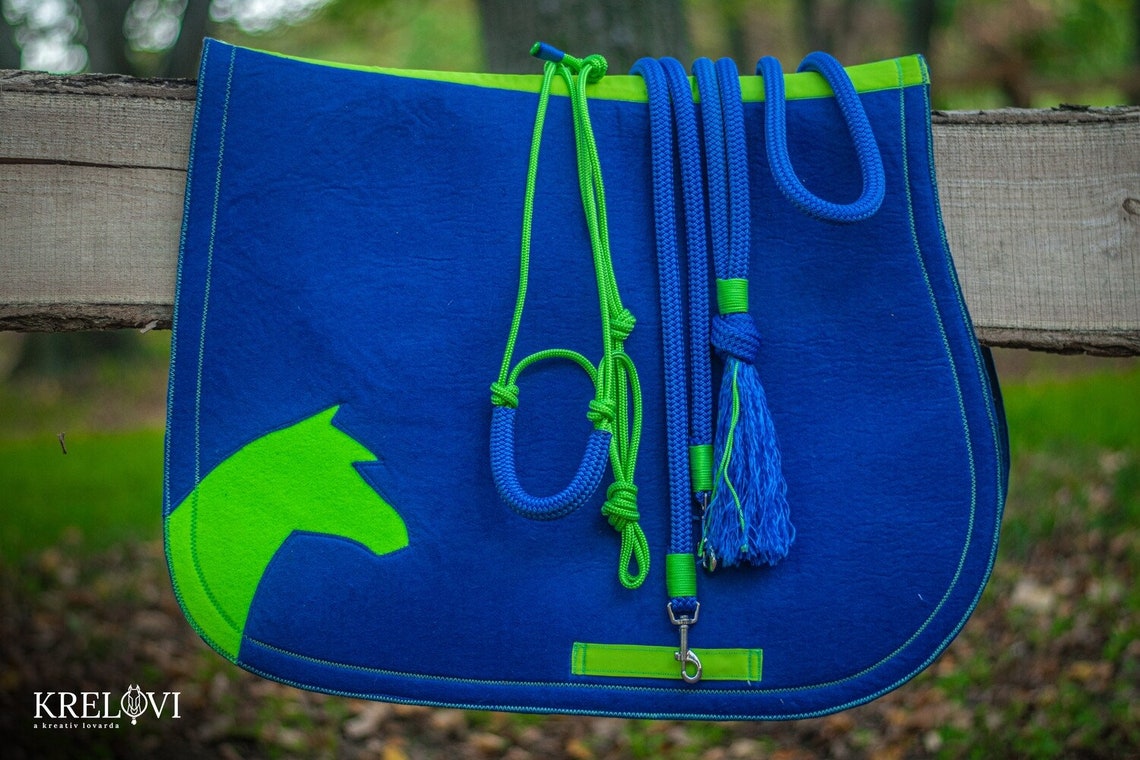 KRELOVI - Royal Blue-neon Green Set (rope Halter, Neck Rope, Rope Rein ...