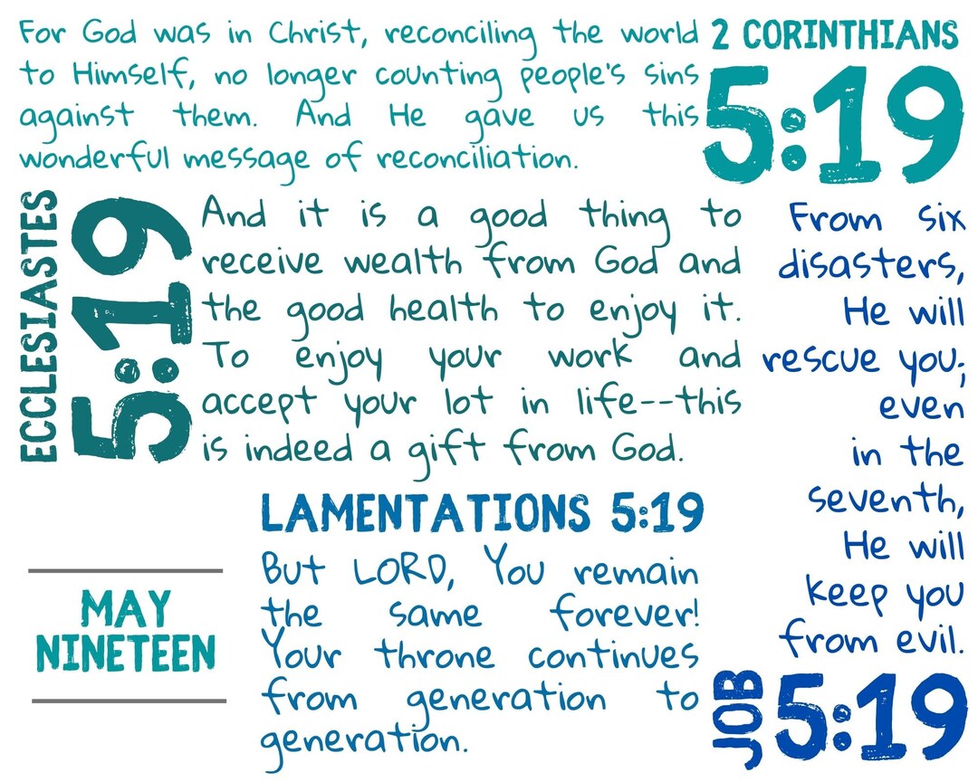 Birthday Bible Verses - May 19 || Bible Verse Printable, Christian Wall ...