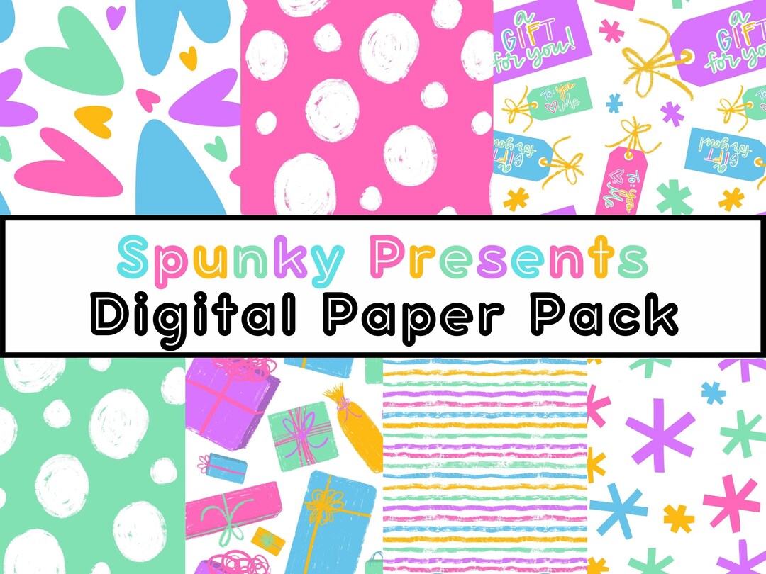 Spunky Presents Digital Paper Pack Cute Digital Paper, Christmas ...