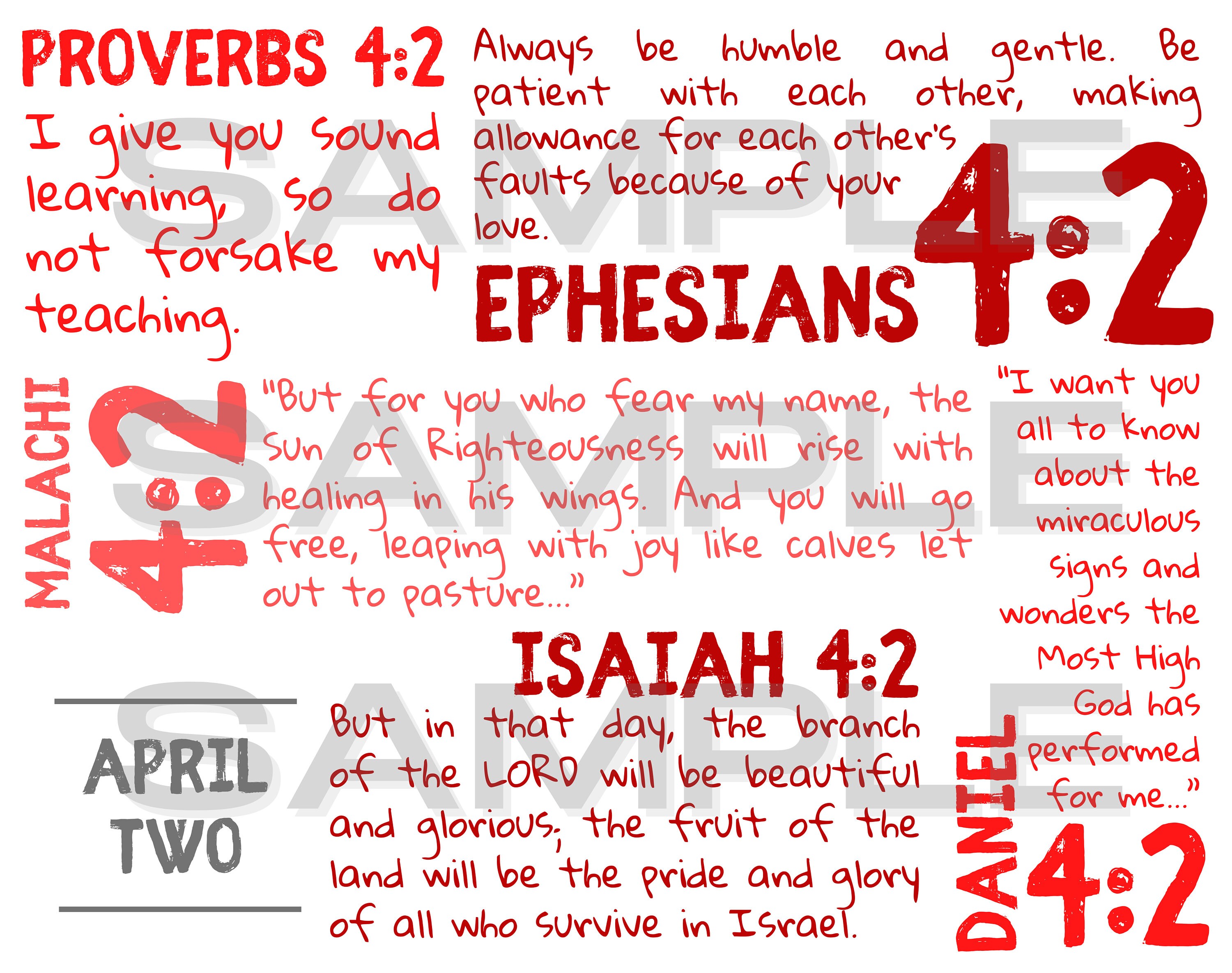 Birthday Bible Verses April 2 Scripture Printable Christian Wall Art ...