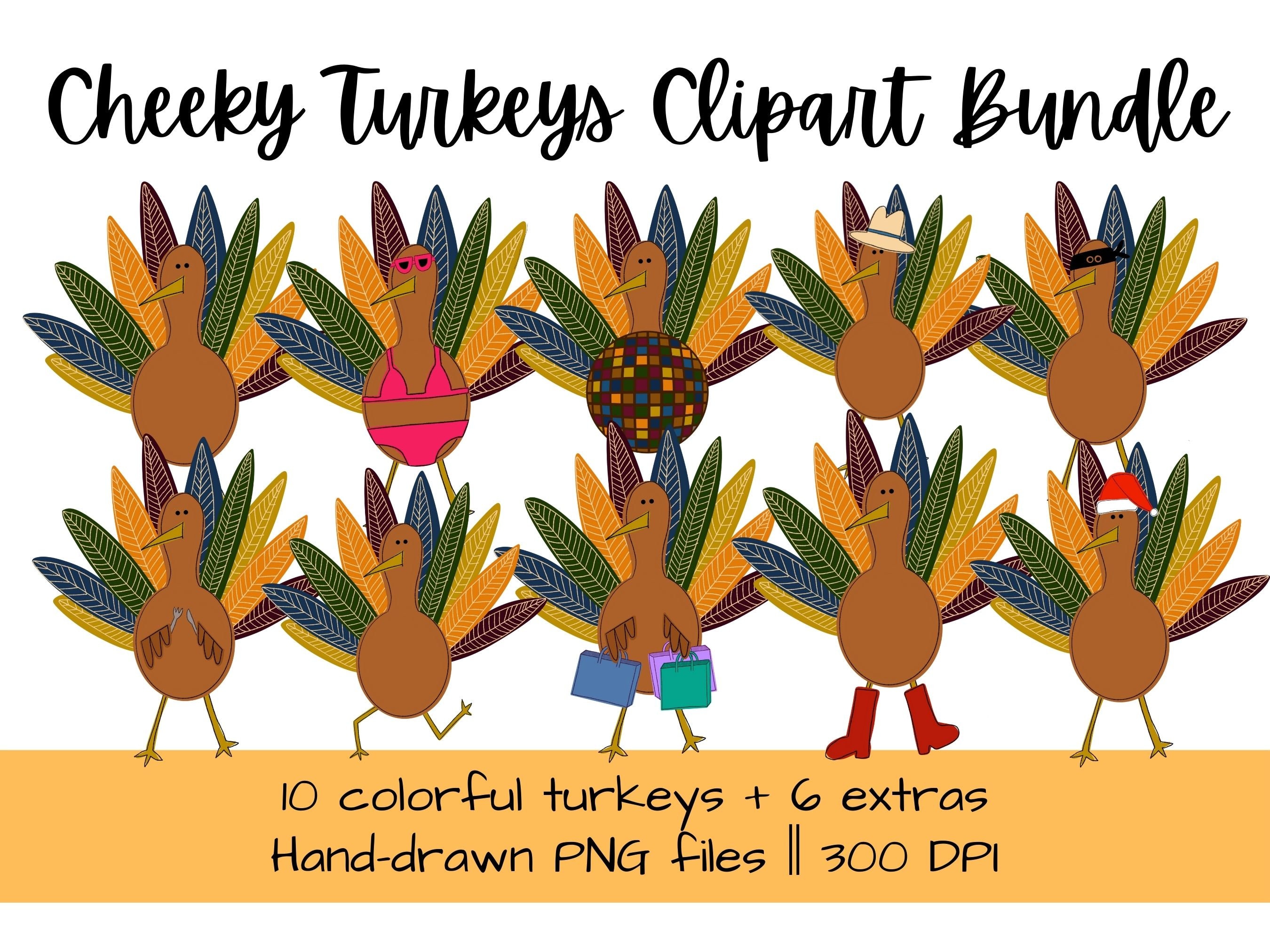 Cheeky Turkeys Clipart Bundle Thanksgiving Clip Art, Fall Illustrations ...