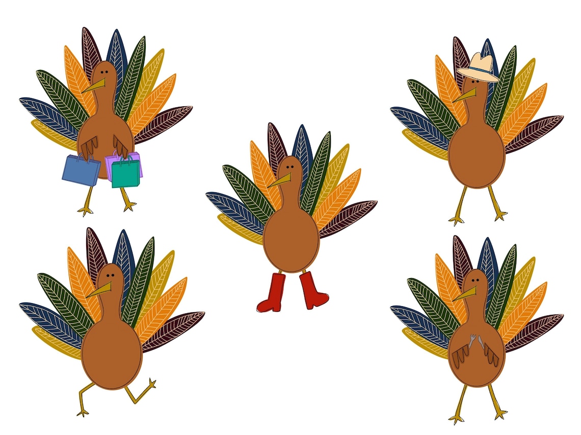 Cheeky Turkeys Clipart Bundle Thanksgiving Clip Art Fall - Etsy