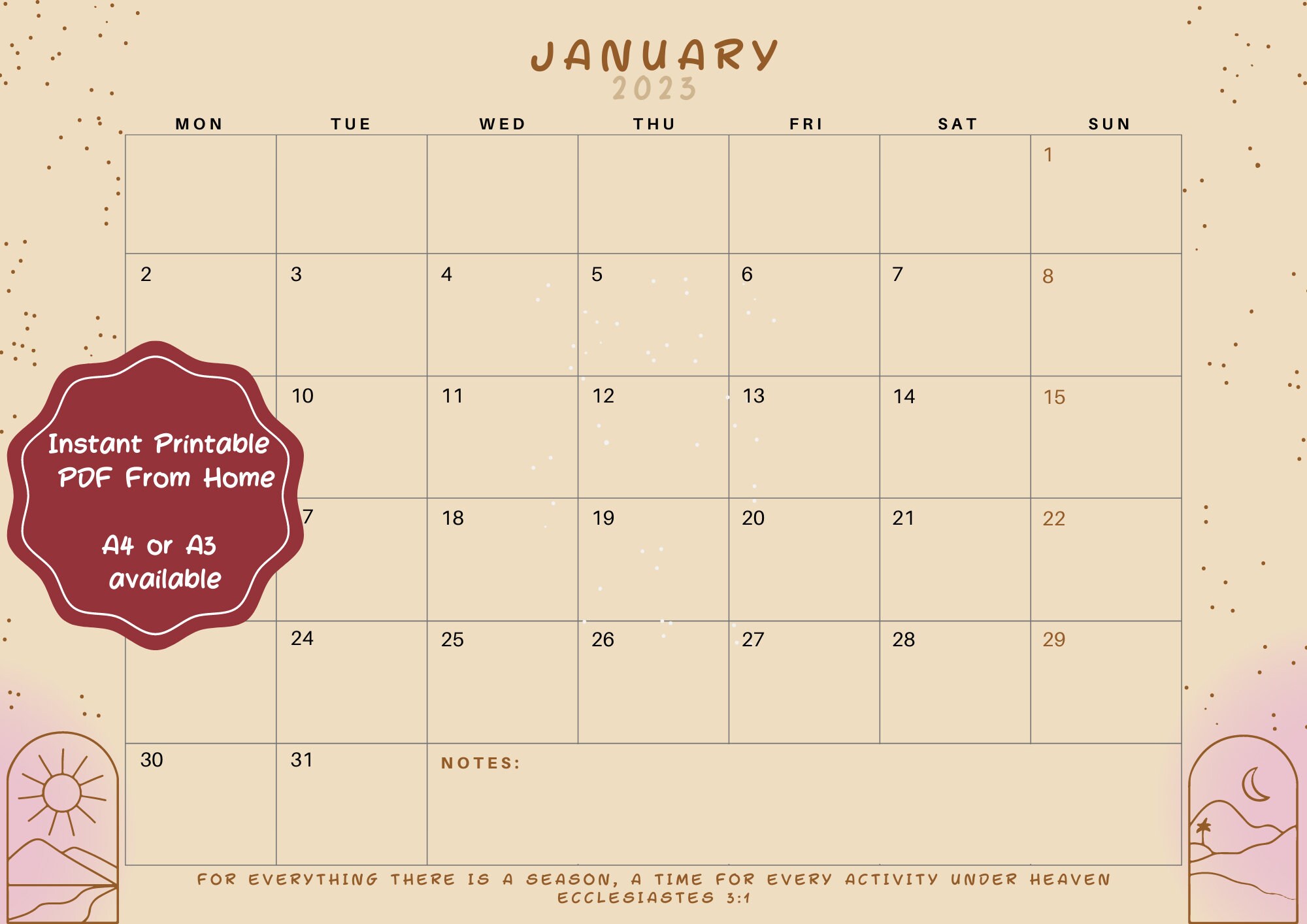 2023 Monthly Scripture Printable Calendar - Etsy