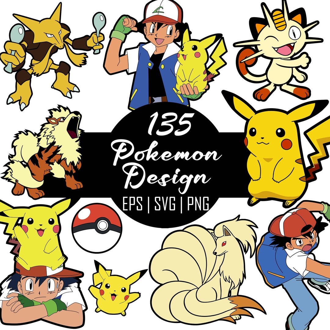 Pokemon SVG Bundle, Pokemon Font Svg, Pikachu Svg Files for Cricut and ...